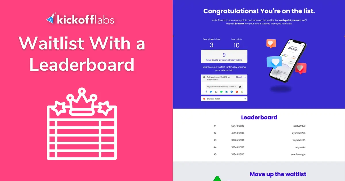 Product Launch Waitlist with Leaderboard | KickoffLabs